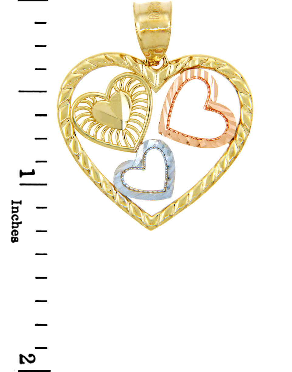 Three-Tone Gold Holy Trinity Crucifix Pendant