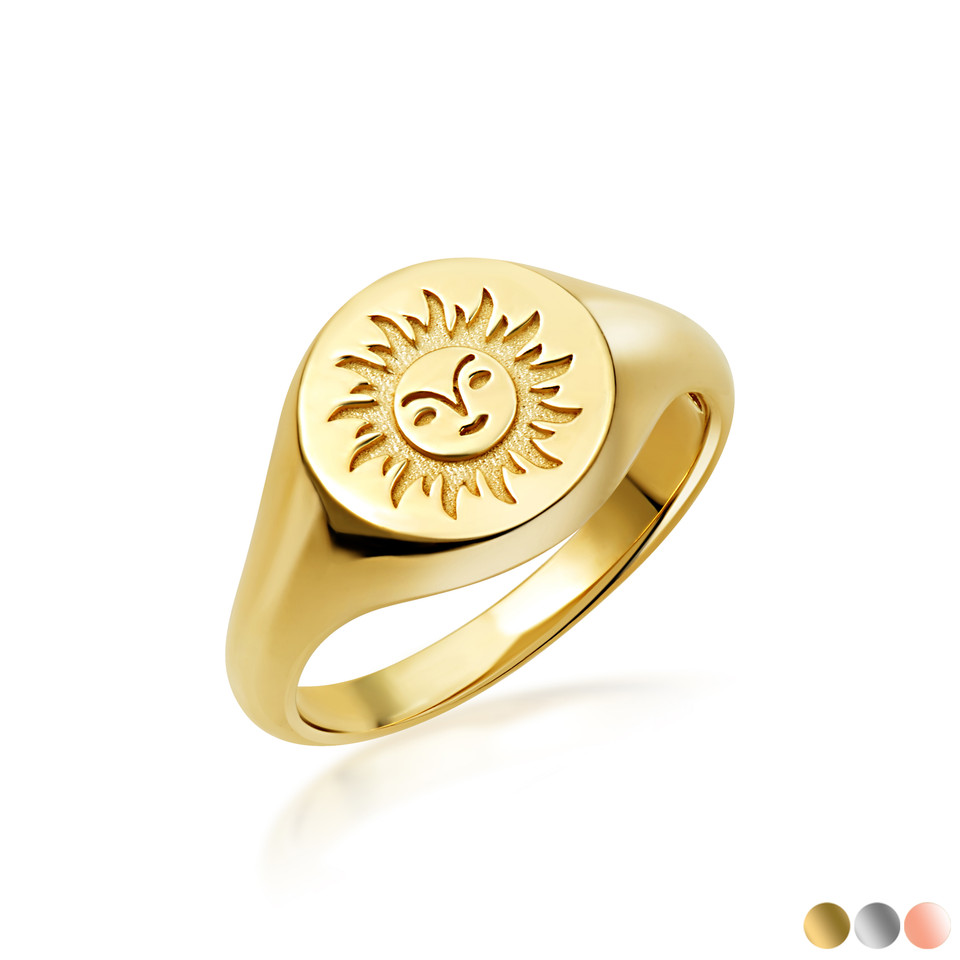 Gold Happy Smiley Face Signet Emoji Ring | Factory Direct Jewelry