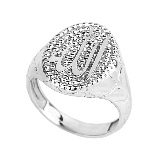 Sterling Silver Allah Men's Oval Ring
