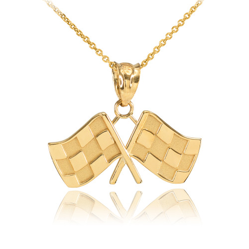 Gold Racing Flags Pendant Necklace(Available in Yellow/Rose/White)
