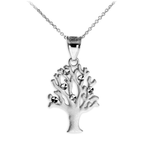 Matte White Gold Tree Of Life Two-tone Charm Pendant