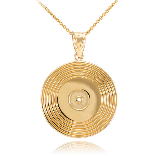 Gold Vinyl Disc Music Recording Pendant Necklace | Factory Direct Jewelry