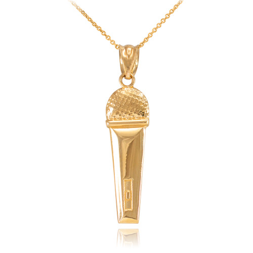 Two-Tone Gold Microphone Pendant Necklace | Factory Direct Jewelry