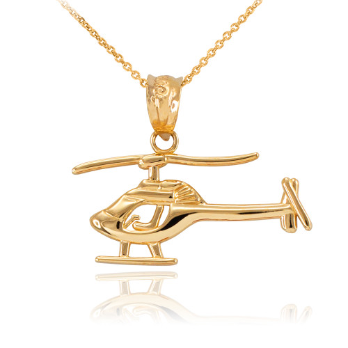 Polished Gold Helicopter Pendant Necklace | Factory Direct Jewelry