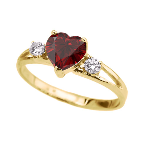 Gold Birthstone Heart Proposal/Promise Ring