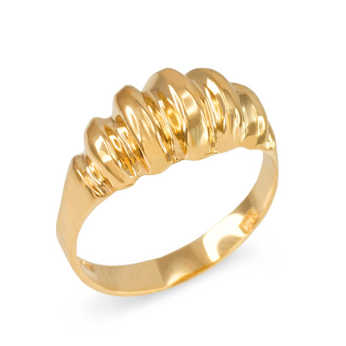 Gold Elegant Domed Ribbed Ring | Factory Direct Jewelry