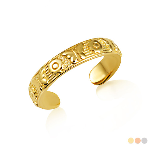 Gold Butterfly Sunflower Band Toe Ring | Factory Direct Jewelry