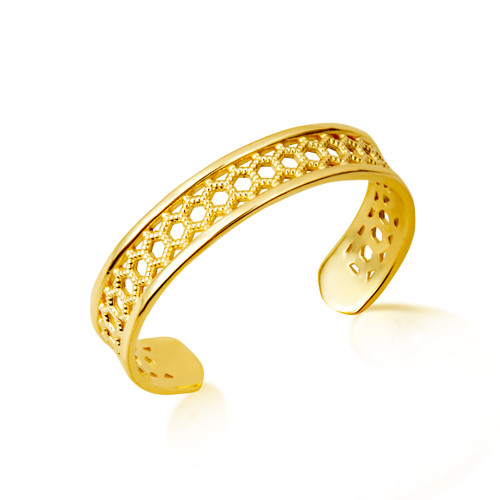 Gold Woman's Modern Chainmail Toe Ring | Factory Direct Jewelry