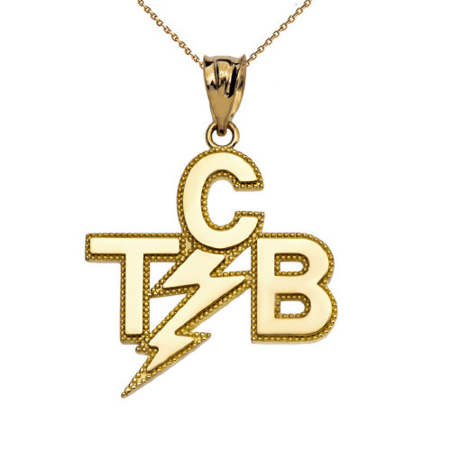 Gold Taking Care of Business In A Flash (TCB) Pendant Necklace ...