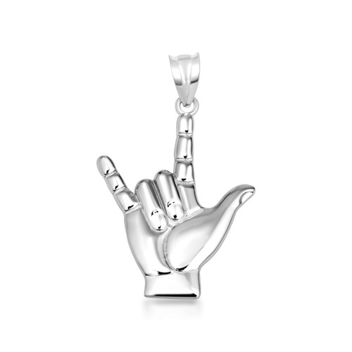 Silver ASL Sign Language I Love You Necklace | Factory Direct Jewelry