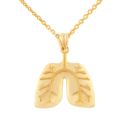 Gold Human Lungs Anatomy Pendant Necklace | Factory Direct Jewelry