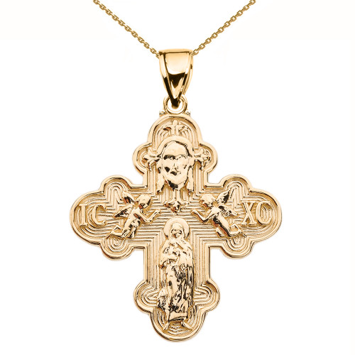 Gold Orthodox ICXC Cross (Save Us) Pendant Necklace | Factory Direct ...