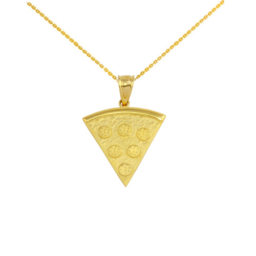 Gold Pizza Slice Friendship Pendant Necklace