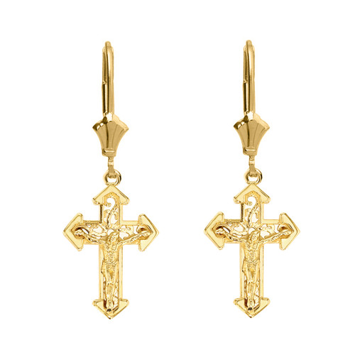 Dainty Fitchee Crucifix Earrings
