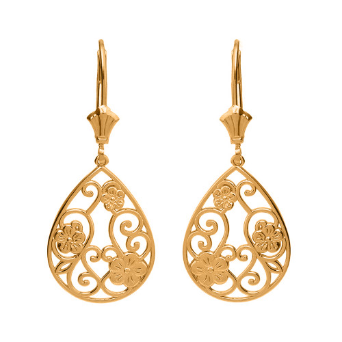 Filigree Teardrop Floral Drop Earring Set