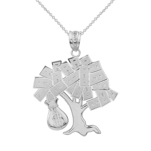 .925 Sterling Silver Hip Hop Money Tree Money Bag Pendant Necklace ...