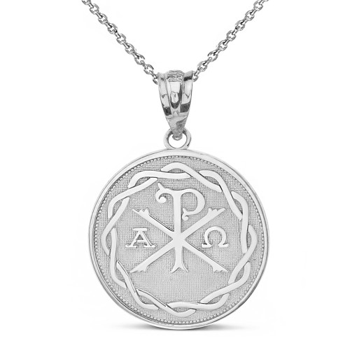.925 Sterling Silver Christian Chi Rho Alpha and Omega Symbol Beaded ...