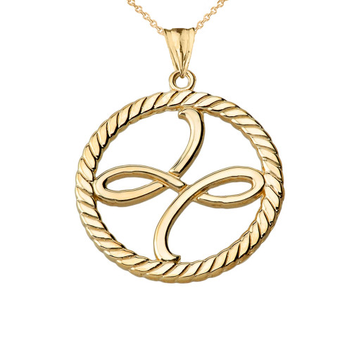 Gold Friendship Symbol in Rope Pendant Necklace(Available in Yellow ...