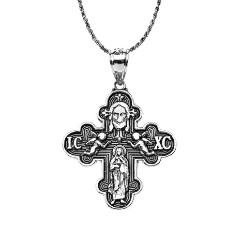 Orthodox ICXC Cross (Save Us) Pendant Necklace in Oxidized .925 ...