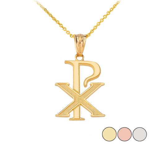 Chi-Rho Pendant Necklace in Gold (Yellow/ Rose/White)