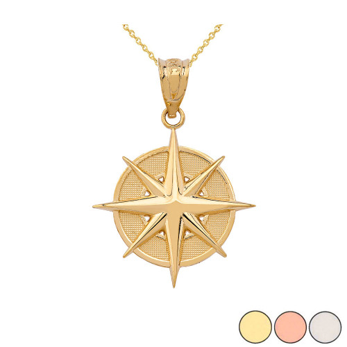 Gold Compass Pendant Necklace Yellowrosewhite