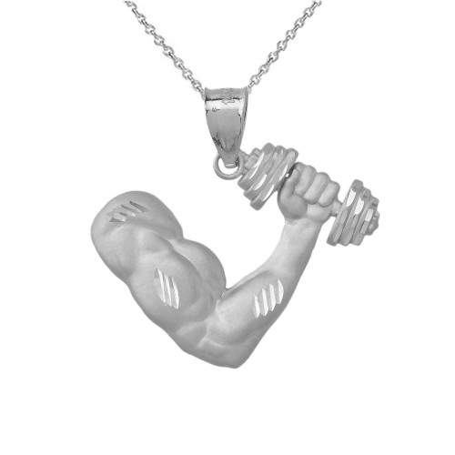 .925 Sterling Silver Bodybuilder Gym Weightlifting Pendant Necklace ...