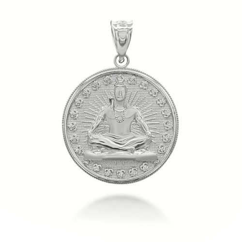 .925 Sterling Silver Hindu Lord Shiva Milgrain Coin Pendant Necklace ...
