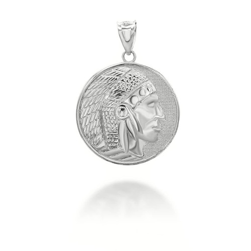 Silver Native American Apache Chief Head Coin Medallion Pendant ...