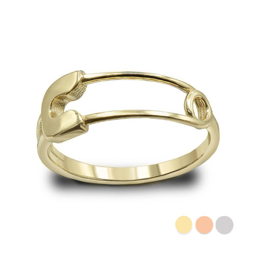 Gold Safety Pin Ring | Factory Direct Jewelry