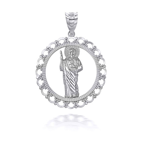 .925 Sterling Silver Patron Saint Jude Round Pendant Necklace | Factory ...