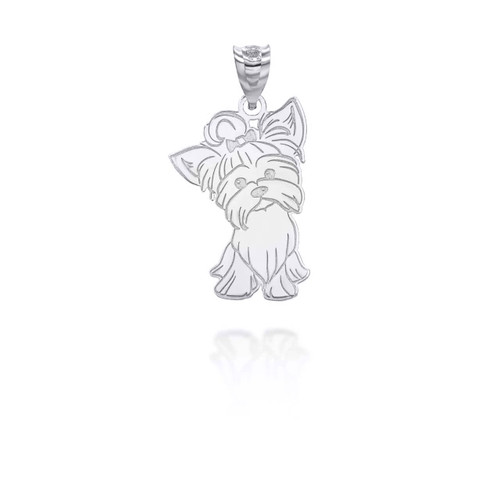 .925 Sterling Silver Yorkshire Terrier Yorkie Pet Dog Pendant Necklace ...