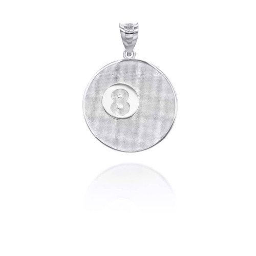 Silver Billiards 8 Ball Pool Pendant Necklace | Factory Direct Jewelry