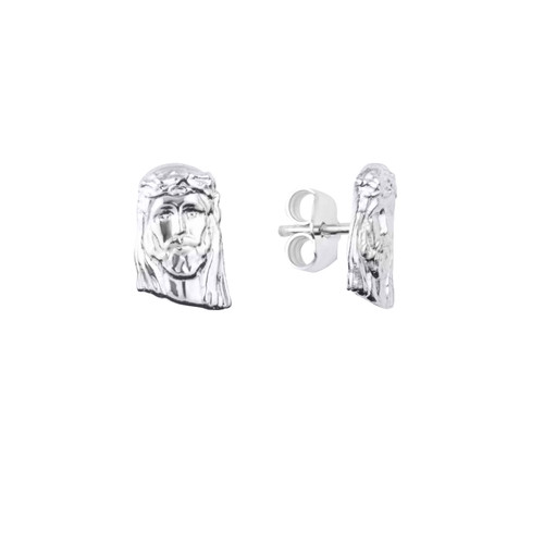 .925 Sterling Silver Religious Jesus Christ Face Stud Earrings ...