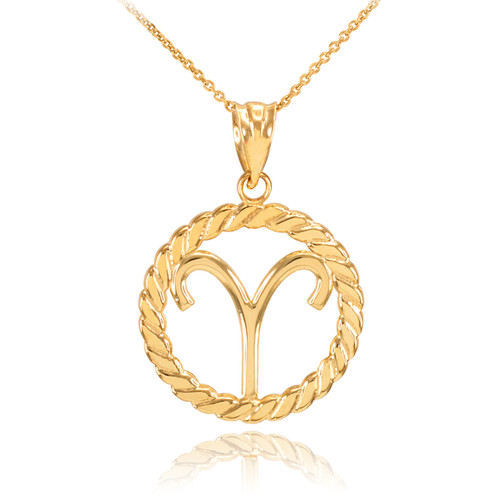 12 Gold Astrological Zodiac Sign in Circle Rope Pendant Necklace ...