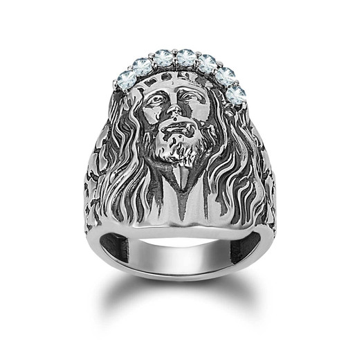 .925 Sterling Silver Oxidized Cubic Zirconia Jesus Christ Crown of ...