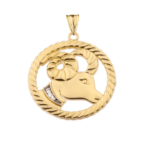 12 Gold Astrological Diamond Zodiac in Rope Pendant Necklace | Factory ...