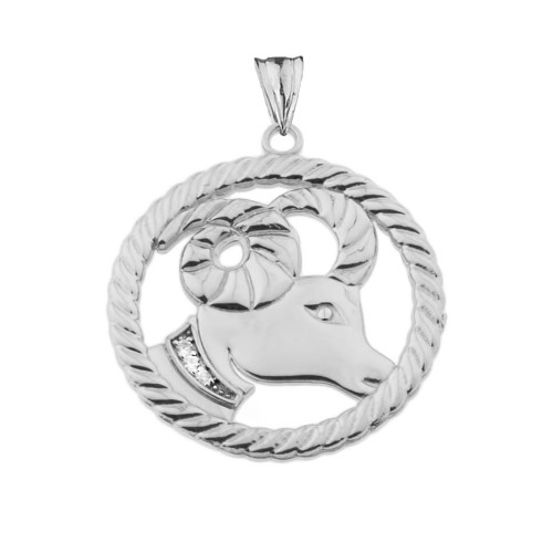 .925 Sterling Silver 12 Astrological Diamond Zodiac in Rope Pendant ...