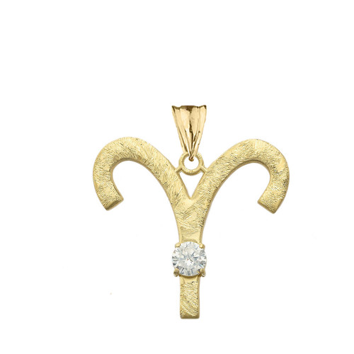 Gold Custom Satin Finish Zodiac Sign Birthstone Astrology Pendant ...