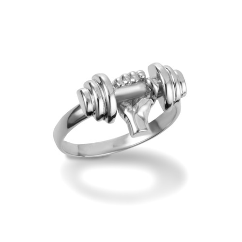 .925 Sterling Silver Dumbbell Weightlifting Fitness Gym Ring | Factory ...