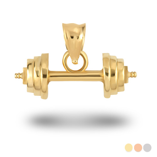 Gold Barbell Weightlifting Fitness Pendant Necklace| Factory Direct Jewelry