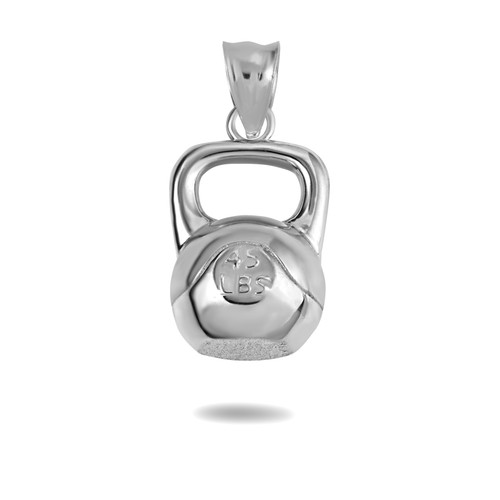 .925 Sterling Silver Kettlebell Weightlifting Fitness Gym Pendant ...