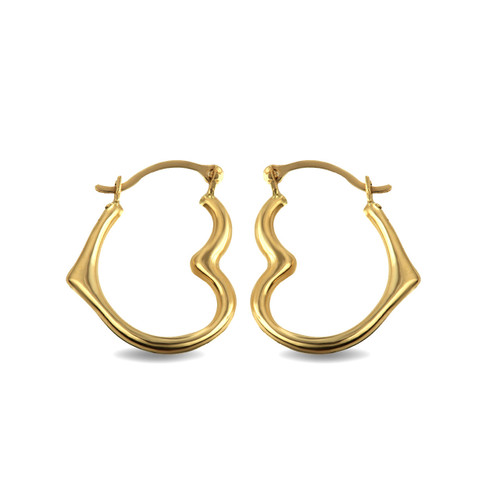 14K Yellow Gold Sideways Open Heart Reversible Hoop Earrings | Factory ...