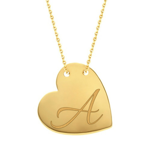 Gold Cursive Letter "A-Z" Initial Heart Pendant Necklace | Factory ...