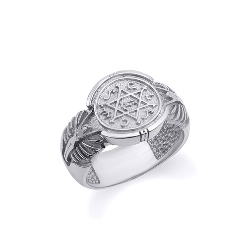 .925 Sterling Silver Seal of King Solomon Jewish Star of David Signet ...