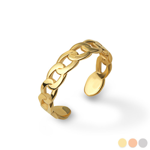 Gold Cuban Chain Link Toe Ring | Factory Direct Jewelry