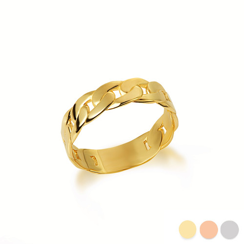 Gold Cuban Link Chain Ring (5.5mm) | Factory Direct Jewelry