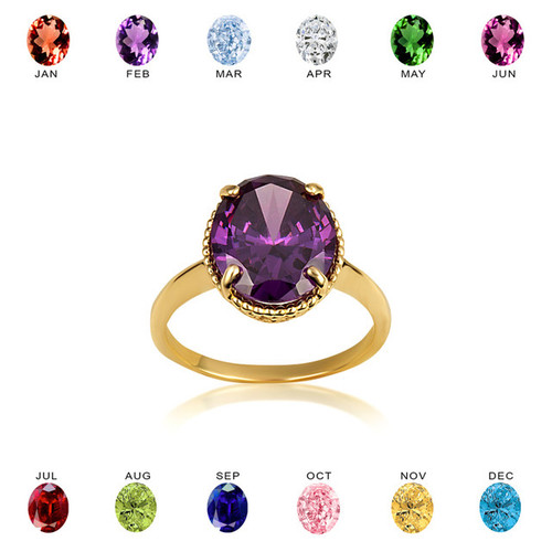 Gold Classic Roped Gemstone Love Ring | Factory Direct Jewelry
