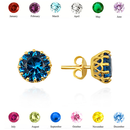 Solid Gold Gemstone Statement Stud Earrings | Factory Direct Jewelry