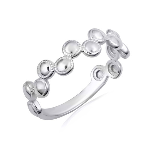 .925 Sterling Silver Beaded Circle Bubble Band Ring | Factory Direct ...