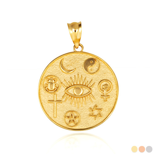 Gold Religious Interfaith Spiritual Medallion Pendant Necklace ...